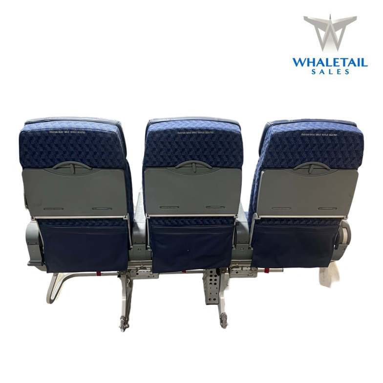 MD-80 Aircraft Row of 3 Seats Cloth w/Leather Headrest Bulkhead ...